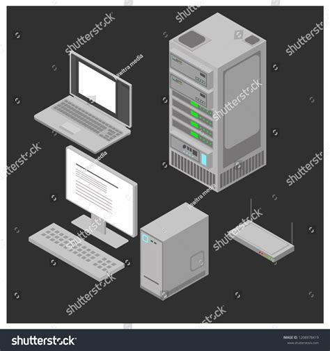 Isometric Computer Vector Illustration Stock Vector Royalty Free Shutterstock
