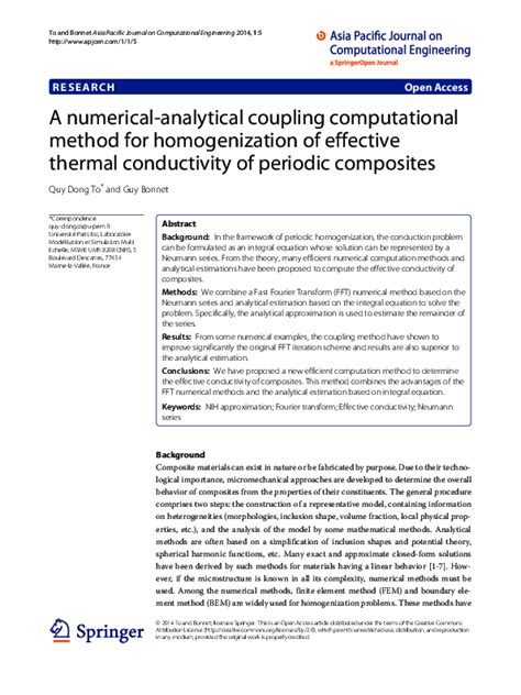 Pdf A Numerical Analytical Coupling Computational Method For Homogenization Of Effective