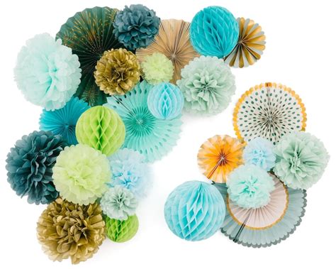 Sage Green Party Paper Decoration Set Pom Poms Honeycomb Balls Paper Fans Etsy