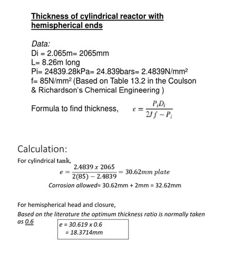 Thickness Of Cylindrical Reactor With Hemispherical Ends Pdf