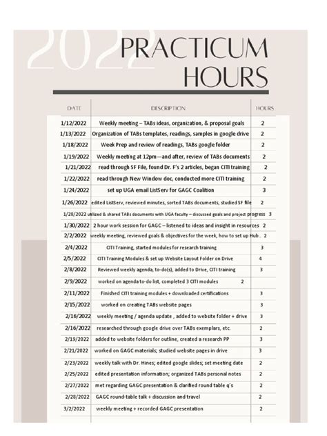Practicum Hours Template Download Free Pdf Microsoft Windows