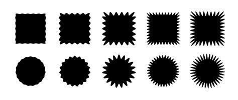 Premium Vector Zig Zag Edge Square And Circle Shapes Collection Jagged Patches Set Black