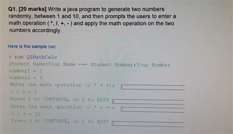 Solved Q1 20 Marks Write A Java Program To Generate Two
