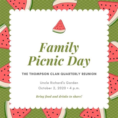 Free Printable Customizable Picnic Invitation Templates Canva
