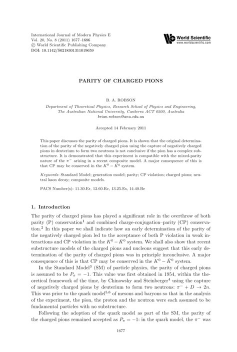 Pdf Parity Of Charged Pions