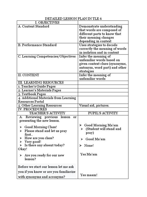 Detailed Lesson Plan In Tle 6 Pdf Food Preservation Preservation