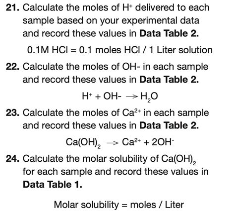 Solved 21 Calculate The Moles Of H Delivered To Each