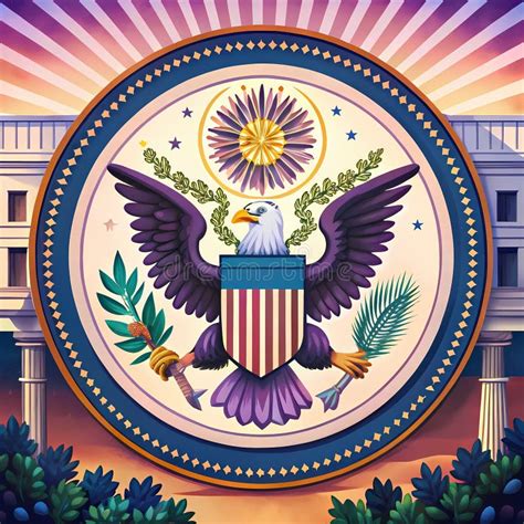 United States Of America Emblem With Eagle And Shield Vector