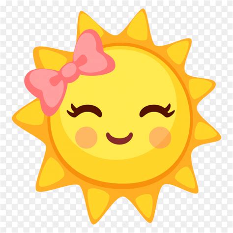 Cute Sun Emoji With Pink Bow Free Png Download 3768352 Clipart Library