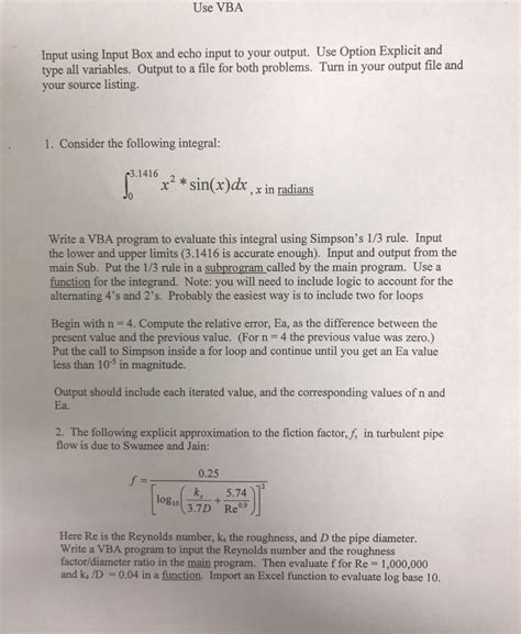 Solved Use Vba Input Using Input Box And Echo Input To Your