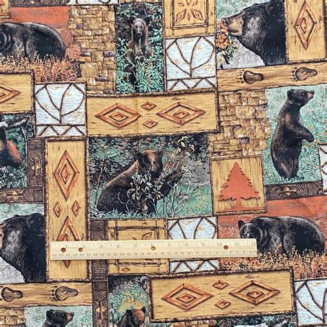 Black Bear Patch Fabric Quilting Cotton 31x43 Etsy