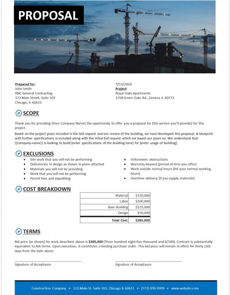 Construction Bid Estimate Template Construction Estimating Pro