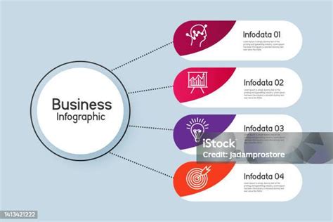 비즈니스 데이터 시각화 프로세스 차트 그래프의 추상 요소 4 단계의 다이어그램 4에 대한 스톡 벡터 아트 및 기타 이미지 4