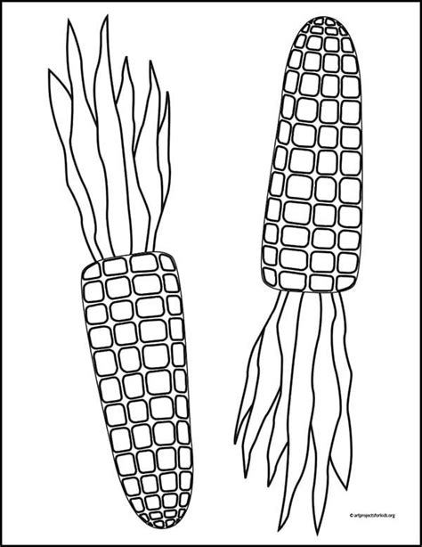Easy How To Draw Corn Tutorial Video And Corn Coloring Page Corn Painting Corn Drawing