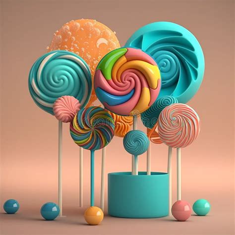 Multiple Standing Candies With Spiral Design Tasty And Delicious Sweet