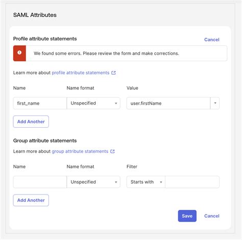 Unable To Add And Save Certain Saml Attribute Statements In Oin Catalog Applications