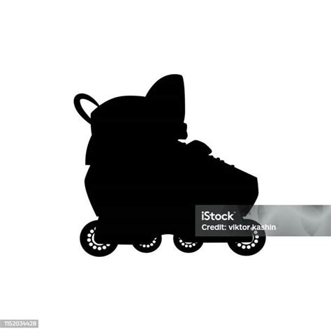 공격적인 인라인 롤러 스케이트의 실루엣 벡터 흑백 그림입니다 컷아웃 고립 된 오브젝트 스포츠 용품 요소입니다 롤러 스케이트에