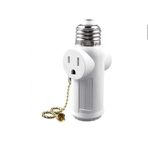 Letaclanic Light Socket To Plug Adapter 2 Pack Pull Chain 2 3 Prong Light Socket Adapter E26 E27