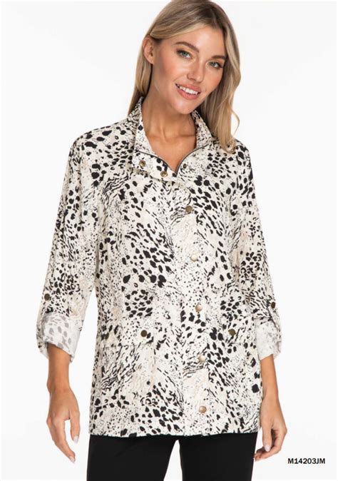 Multiples Snap Front Jacket With Hidden Zipper Morgan Fitzgeralds