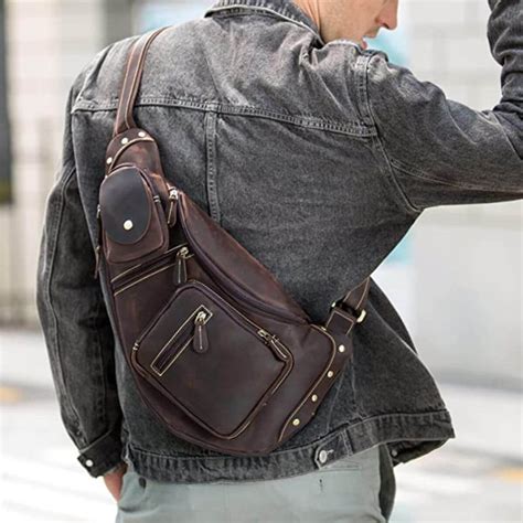 Mens Leather Cross Body Sling Bag For Outdoor Adventures Western