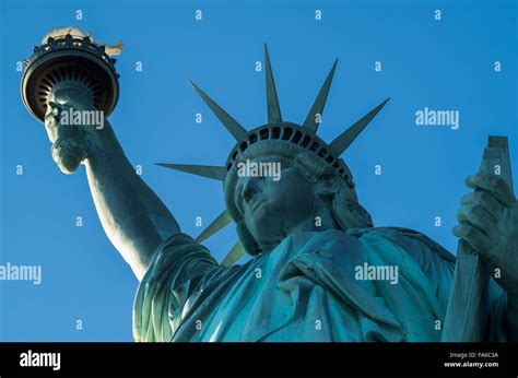 Close Up Of The Statue Of Liberty Head Crown And Torch Nyc On A