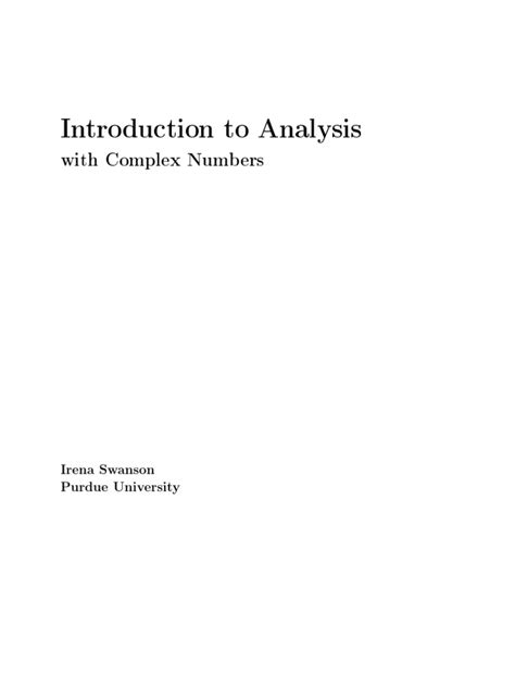 Swanson I Introduction To Analysis With Complex Numbers Pdf Limit