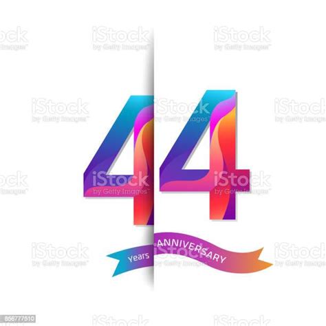 44 년 주년 다채로운 양식 번호입니다 안내 책자 전단지 포스터 웹 및 배너 디자인에 적용 가능 합니다 벡터 일러스트 레이 션 개성 개념에 대한 스톡 벡터 아트 및 기타