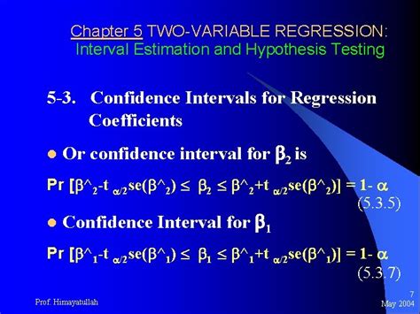 Basic Econometrics Chapter 5 Twovariable Regression Interval Estimation