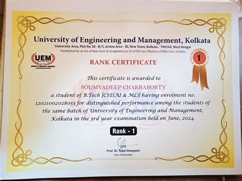 i am thrilled to share that i have secured rank 1 in b tech cse with aiml specialization this