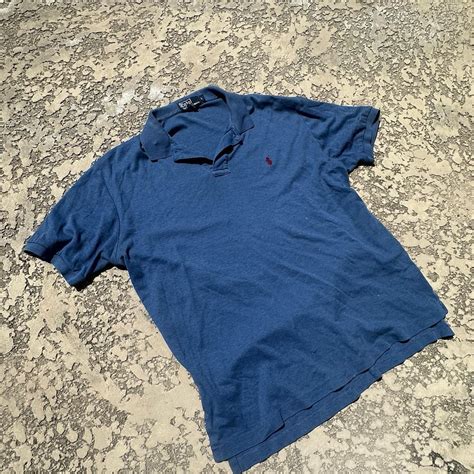 Vintage 90s Polo Ralph Lauren Navy Short Sleeve Polo Depop