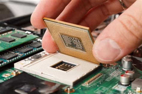 Computer Cpu Close Up On The Motherboard Background Socket Of Central