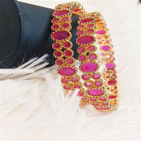 Pink Brass Ladies Ruby Bangles Set Size 225 Inches At ₹ 800pair In