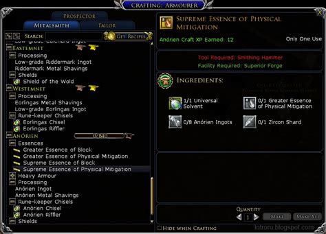 Гайд по эссенциям тир 8 ~ Блог о Lotro