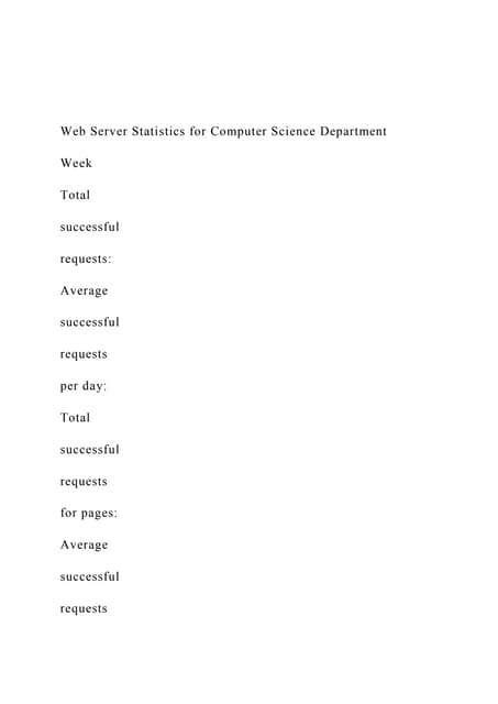 Web Server Statistics For Computer Science Departmentweek Docx
