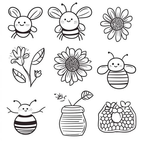 Cute Honey Bee Vector Illustration Set Premium Ai Generated Vector