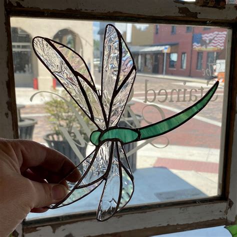 Dragonfly Stained Glass Suncatcher In Turquoise Handcrafted Etsy