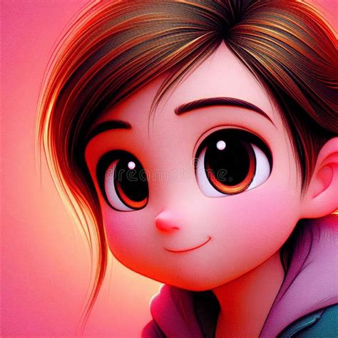 Cute Anime Girl With Brown Hair Stock Image Image Of Skin Clothing