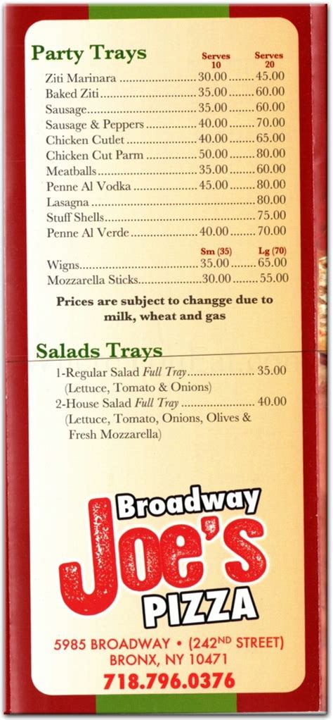 Joes Pizza Restaurant In The Bronx Menus And Photos