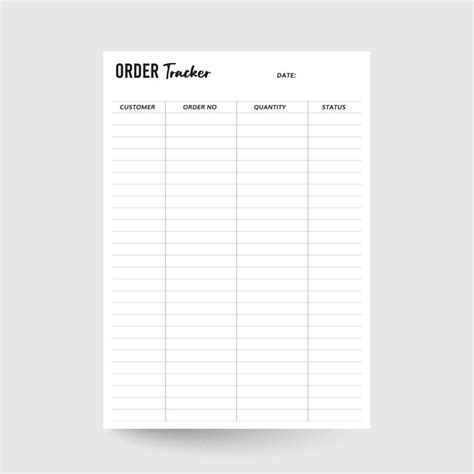 Order Tracker Purchase Tracker Order Form Spending Tracker Order Form Template Order Log Order