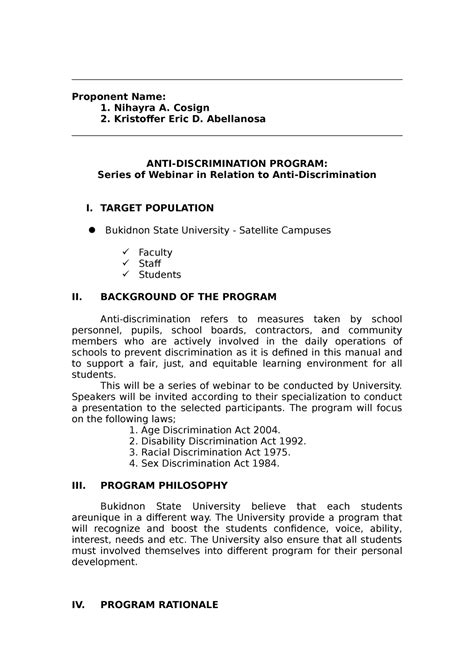 Sample Intervention Program Proponent Name 1 Nihayra A Cosign 2