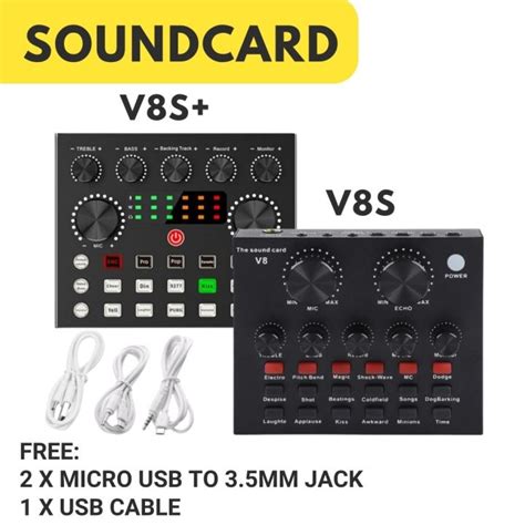 COD SOUNDCARD V S V S Audio USB Headset Microphone Webcast Live External Sound Card Bluetooth