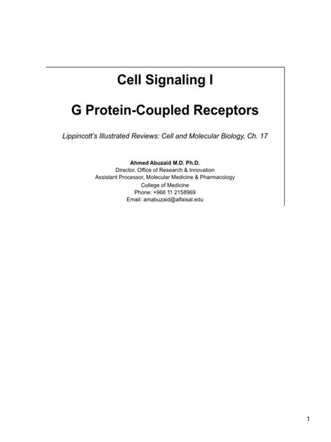 Cell Signaling I Pdf Cell Signaling Signal Transduction