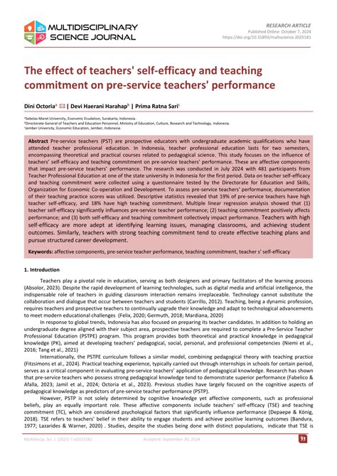 Pdf The Effect Of Teachers Self Efficacy And Teaching Commitment On Pre Service Teachers