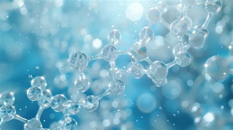 Abstract Molecular Structure With Glowing Particles On A Blue Background Representing Science