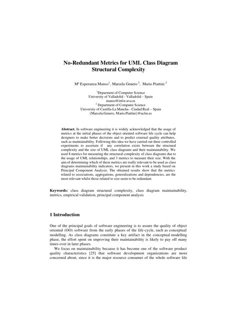 Pdf No Redundant Metrics For Uml Class Diagram Structural Complexity