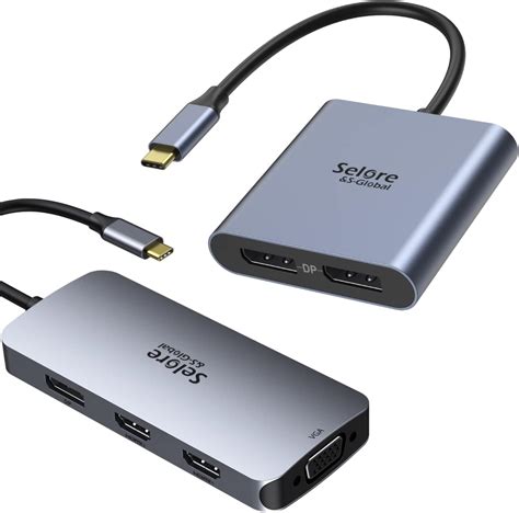 Seloreands Global Usb C To Dual Displayport Adapter Docking Station Multiple Monitor
