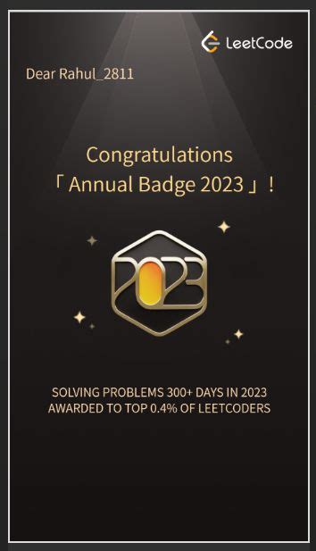 Rahul Maurya On Linkedin Consistencyisthekey Leetcode Annualbadge2023