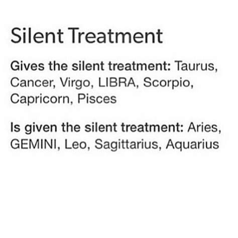 Zodiac Signs Silent Treatment Wattpad