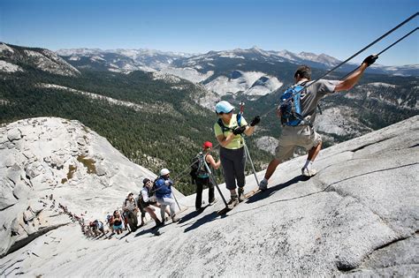 Half Dome Cables Are Up Trail Already Busy Sfgate