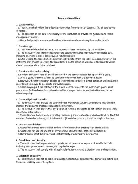 Terms And Conditions About Guidance Record Management System Pdf